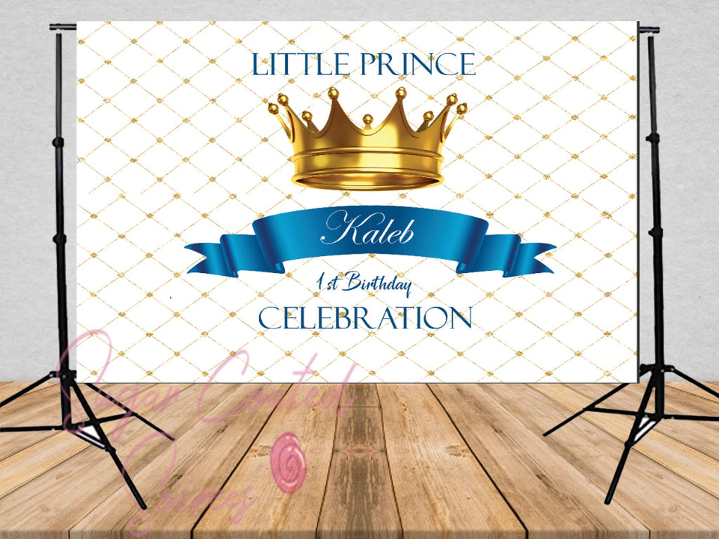 Printed Blue Royal Prince backdrop, Royal Baby Shower – Sugar Coated ...